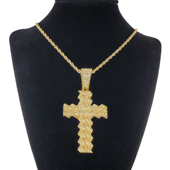 Accessories | 2 Mens 2ct Diamond 14k Gold Cross Rope Chain Necklace 14 ...